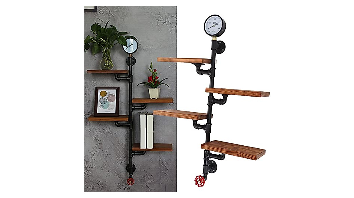 FOUF Floating Shelves Wall Mounted, Rustic Metal Pipe Floating Shelves ...