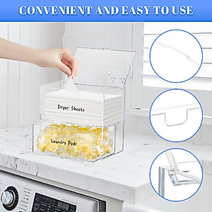 Dryer Sheet Holder, Dryer Sheet Container with Dryer Sheet Label, Acrylic Dryer Sheet Dispenser, Clear Laundry Room Organizer with Laundry Room Labels for Dryer Sheets, Laundry Pods, Dryer Balls
