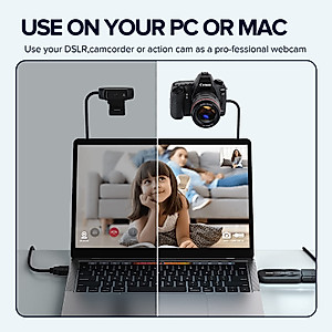 Cam Link 4K, External Camera Capture Card, 4K30/1080p120 for Streaming and Record via DSLR, Camcorder, Actioncam, Low-Latency for Video Conferencing, Live Streaming, Gaming, on OBS, Zoom, Windows, Mac