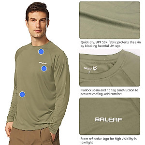 BALEAF Men's Long Sleeve Swim Shirts Rash Guard UV Sun Protection SPF T-Shirts UPF 50+ Quick Dry Swimming Fishing Slate Green Size L