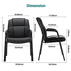 edx Waiting Room Chairs - Reception Chairs Office Guest Chairs Set of 2, Conference Room Chairs Lobby Chairs with Padded Arms, PU Leather Executive Office Desk Chair No Wheels