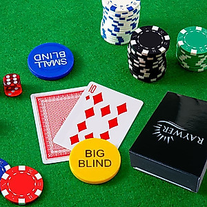 RAYWER 300 pcs Casino Chip Poker Set in Aluminum Case (11.5 Gram Chips), 2 Decks of Cards, 5 Dice, 3 Buttons for Texas Holdem Blackjack