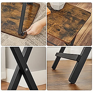 VASAGLE TV Tray Set of 2, Folding Tables, Snack Table for Dinner, Laptop Tables, Foldable, Collapsible, and Space-Saving, Industrial, Rustic Brown and Black ULET251B01