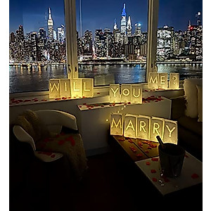 Luminary paper bags wedding proposal decorations “will you marry me?” light up letters sign with led lights included for engagement party, proposals