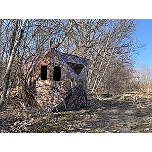 THUNDERBAY 3 Person Hidden Threat See Through Hunting Blind, See Through Panel Window with 270° View, Floor Space 62" x 62"