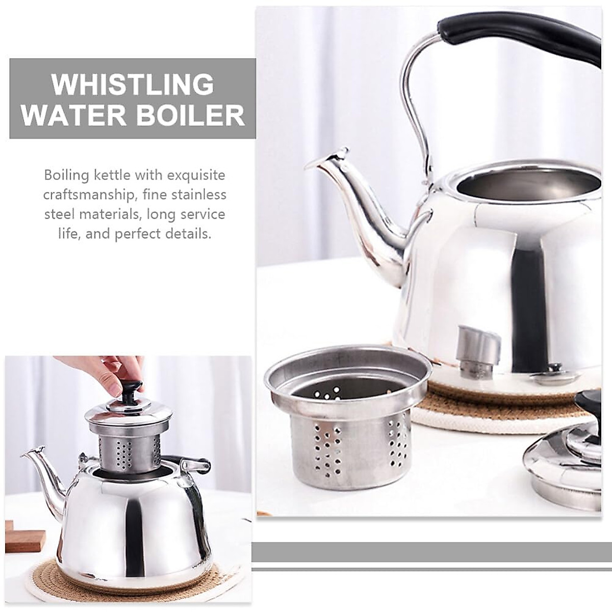 UPKOCH Whistling Tea Kettle Kitchen Tea Boiler Home Supply Kitchen Water Boiler Stovetop Water Boiler Whistling Water Pot Whistling Water Boiler Handle Stainless Steel Kettle