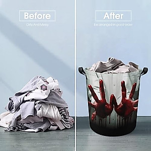 Laundry Hamper Bloody Hands Freestanding Laundry Basket Thickened Waterproof Collapsible Clothes Hamper Storage for Clothes Toys Dorm And Family