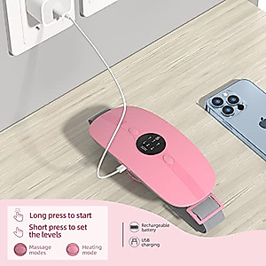 HZD Portable Cordless Heating Pad, Period Menstrual Heating Pad with 3 Heat Levels and 3 Massage Modes, Portable Electric Fast Heating Belly Wrap Belt for Women and Girl