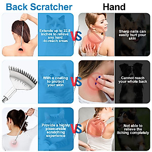 Yeipis 3 Pack Different Back Scratcher Metal Portable Telescoping with Rubber Handles, Extendable Back Massager Tool with Beautiful Box, Stocking Stuffers for Men Women Kids Adults (Black)