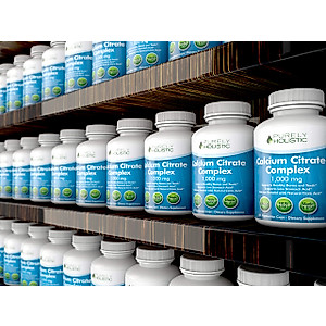 Calcium Citrate 1000mg - 365 Vegan Capsules not Tablets with Added Parsley, Dandelion and Watercress - Without Vitamin D - Made in The USA by Purely Holistic