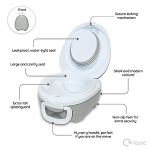 My Carry Potty - Grey Pastel Travel Potty, Award-Winning Portable Toddler Toilet Seat for Kids to Take Everywhere