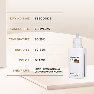 LASHVIEW Eyelash Extension Glue,Lash Extension Glue,Precise Drop Technology Glue,Accurate 0.03ml Per Drop,Maximum Bonding Power,1 Sec Dry Time,Long-Lasting Time,10ml