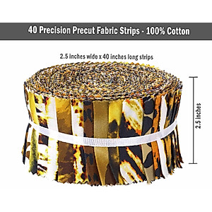 Soimoi 40Pcs Animals Print Cotton Precut Fabrics for Quilting Craft Strips 2.5x42inches Jelly Roll - Yellow