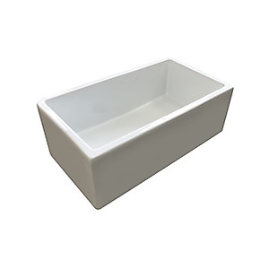 Moccoa 33" Venezia Fireclay Kitchen Sink, Reversible Single Bowl Farmhouse Sink White