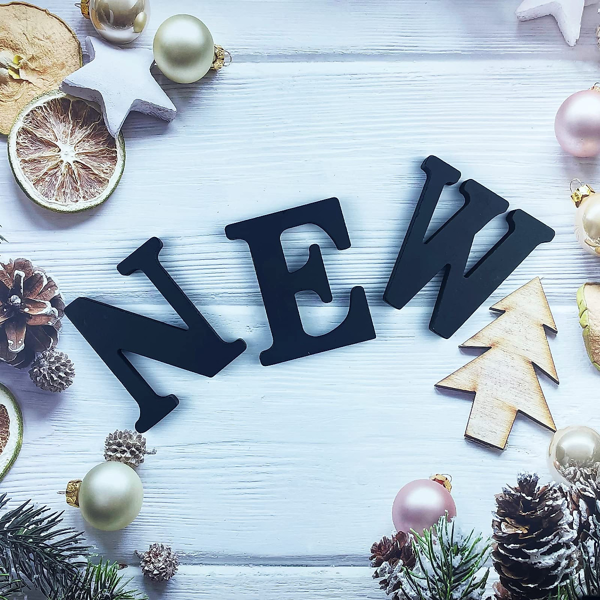 AOCEAN 4 inch Black Wood Letters Unfinished Wood Letters for Halloween Decorative Standing Letters Slices Sign Board Decoration for Craft Home Party Projects (K)