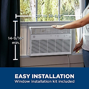 GE Window Air Conditioner 10000 BTU, Wi-Fi Enabled, Energy-Efficient Cooling for Medium Rooms, 10K BTU Window AC Unit with Easy Install Kit, Control Using Remote or Smartphone App