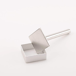 Prettyard Square Shape Aluminium Alloy Pineapple Cake Mold (Small Cake Mold) with Stainless Steel Pusher & Lifter Press Set DIY Dessert Molds Cookie Cutter (10xMolds+1xPress)