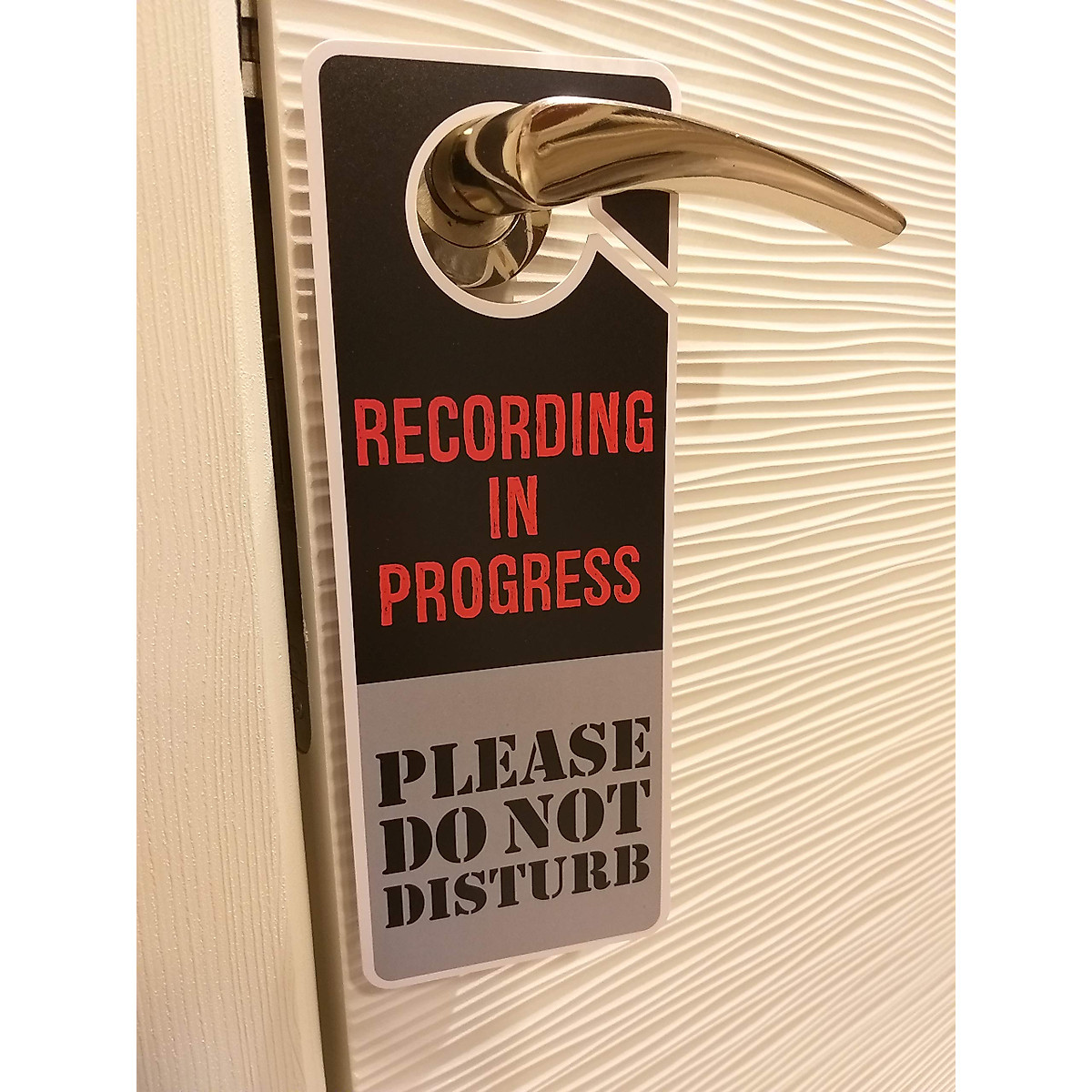 CLEVER SIGNS Recording in Progress - Please Do Not Disturb Sign, Door Knob Hanger 2 Pack, Double Sided, Ideal for Using in Any Room.