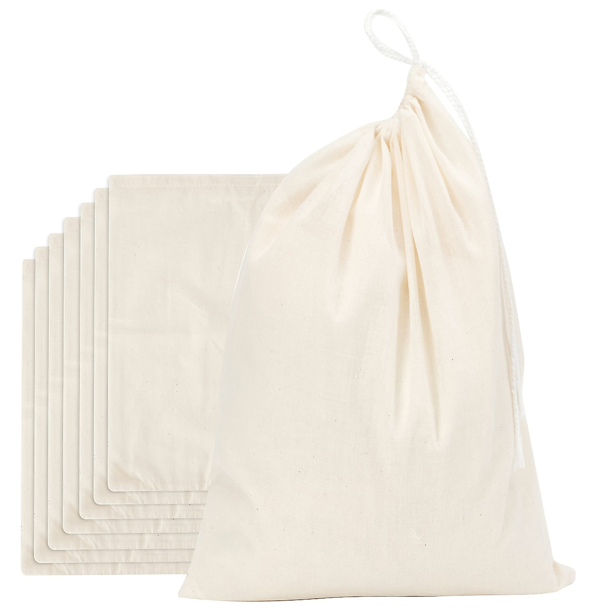 FOCCIUP 10 Pcs 8x10 Inches Reusable Muslin Bags with Drawstrings Cotton Sachet Bags for Jewelry Party Favors