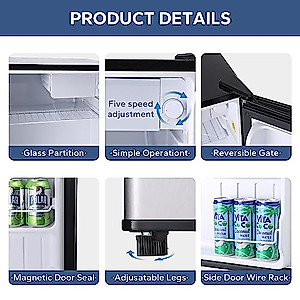 BANGSON Small Refrigerator,1.6 Cu.Ft Mini Fridge With Freezer,Mini Fridge For Bedroom,Mini Fridge For Office,Reversible Single Door,Compact Refrigerator For Office,Apartment,Dorm,Bedroom