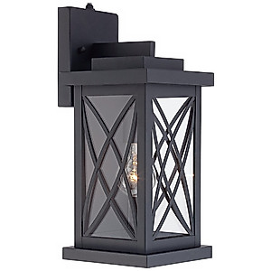 John Timberland Woodland Park Mission Outdoor Wall Light Fixture Black Metal15 Clear Glass Security Dusk to Dawn for Exterior House Porch Patio Outside Deck Garage Yard Front Door Garden Home