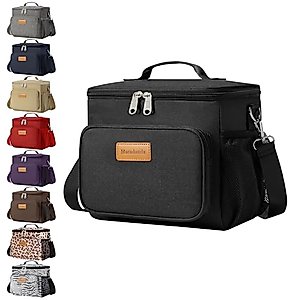 Macadamla Weinas Lunch bag for Women/Men,Insulated Lunch Cooler Bag for Adult,Collapsible Leakproof Lunch Box with Adjustable Shoulder Strap for Work Office Picnic Beach Black S New