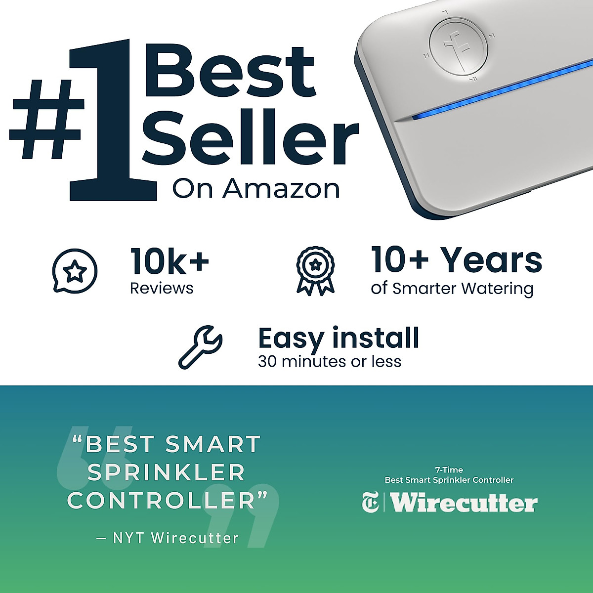 Rachio 8ZULW-C 3rd Generation: Smart, 8 Zone Sprinkler Controller, Works with Alexa