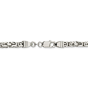 Solid 925 Sterling Silver 5mm Square Byzantine Chain Necklace - with Secure Lobster Lock Clasp 20"