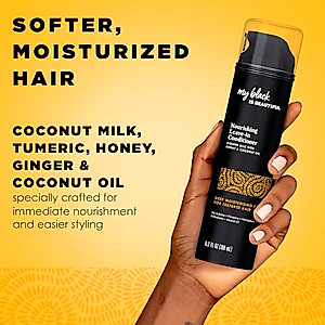 MY BLACK IS BEAUTIFUL Nourishing Leave-In Conditioning Cream, for Curly and Coily Hair with Coconut Oil, Honey, and Tumeric, 6.3 fl oz