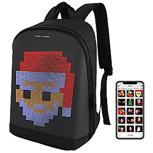 Crelander Laptop Backpack, Waterproof Backpack Smart LED Dynamic Backpack Luggage Bag Cycling Travel Daypack WIFI Bluetooth Connection Rucksack Personalized Gifts for Men Women (Black)