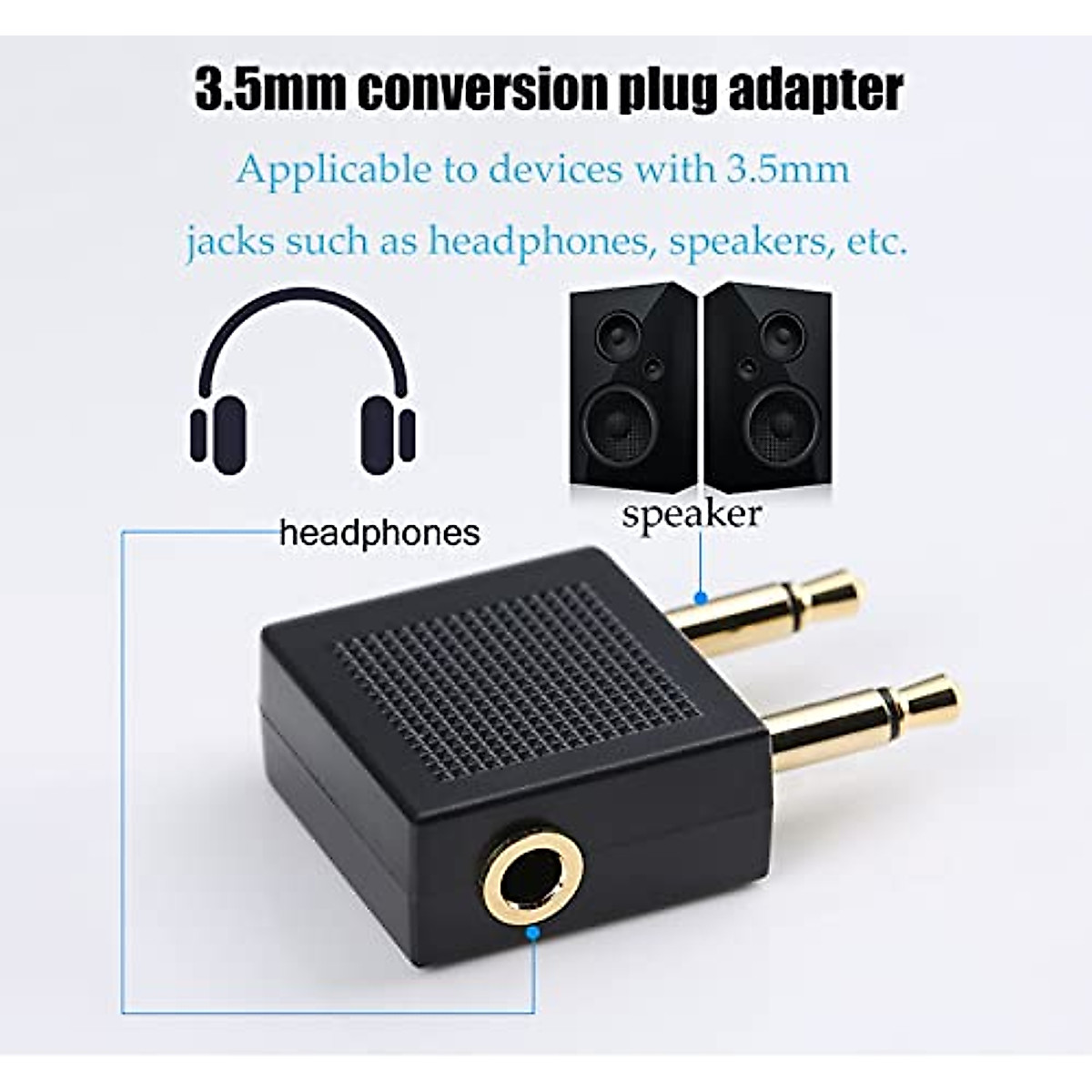 Airplane Headphone Adapter,Airfly Pro Plug,3.5mm Dual Stereo Jack male to female Airline Headset Adapter flight audio conversion Plug Compatible with Sony MDR-1000X/WH-1000XM4/WH-1000XM5 Headphones