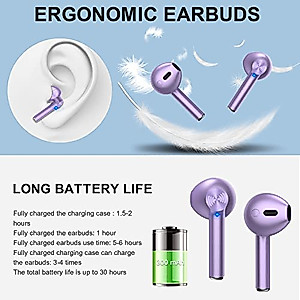 ZBC 2 Packs (Purple + Metal Pink) Wireless Earbuds Bluetooth 5.2 IPX6 Waterproof 30H Playtime True Stereo Headphones for iPhone Android with Charging Case in-Ear Earphones Headset Mic Hi-Fi Sound