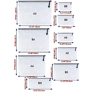 Oaimyy-B6(5.5"x 7.5"),12 Pcs,Plastic Mesh Zipper Pouch Document Folders Bag Zip File Folders for School Office Supplies, Travel,Puzzles Games Organizing Storage-Black