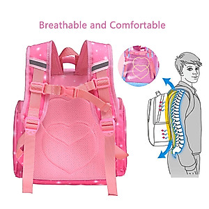 Qiuhome Cute School Backpack for Girls with Chest Strap (14inch, Rose Red)