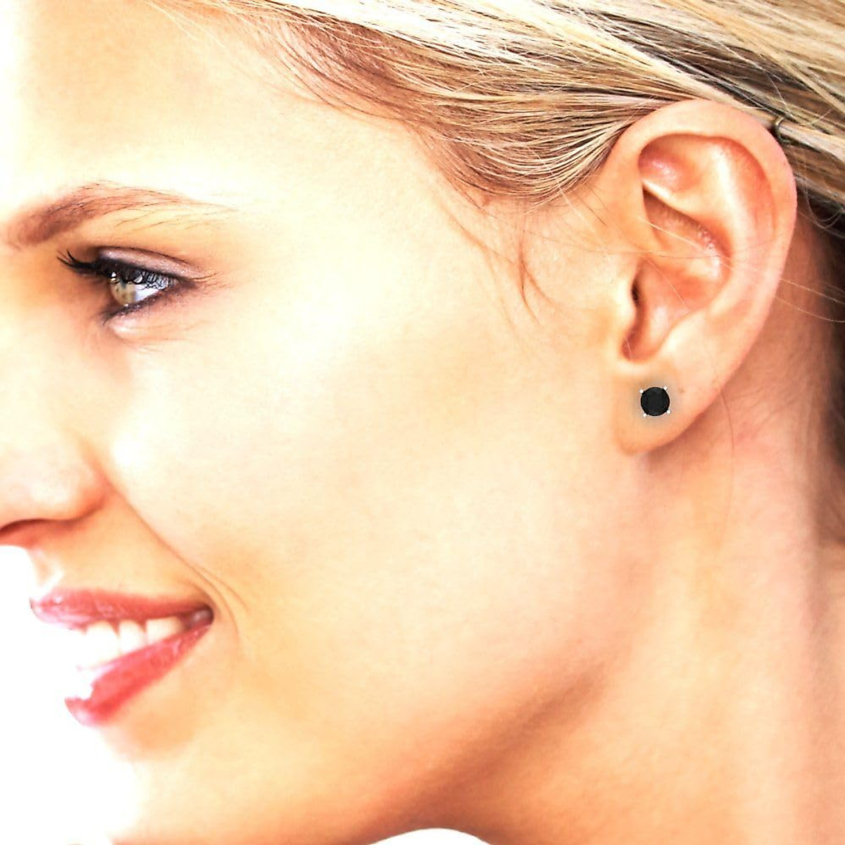 1.6 ct Brilliant Round Cut Solitaire VVS1 Natural Black Onyx Pair of Stud Earrings Solid 18K White Gold Push Back