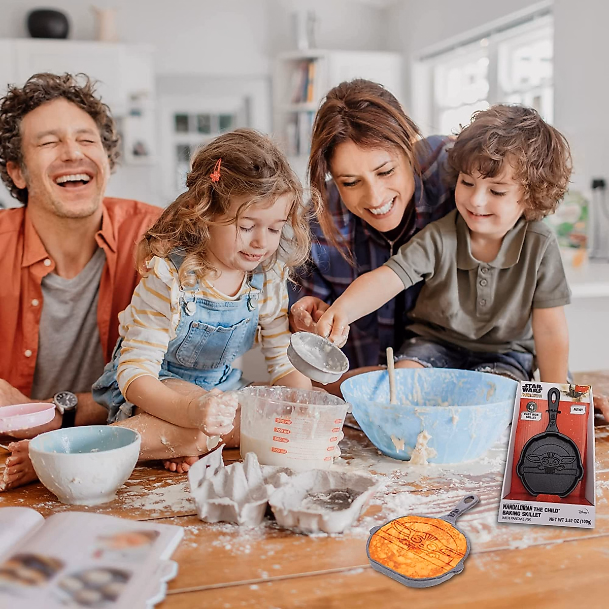 Ross Acquisition Inc. Star Wars DIY Pancake Making Kit,Mandalorian The Child and Darth Vader Shaped Cast Iron Skillets with Mix for Pancakes,Baking Gift Sets,Set of 2