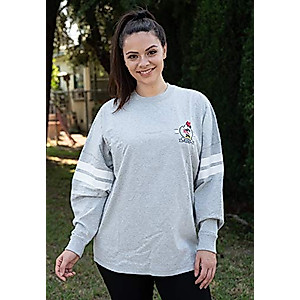 Disney Womens Long Sleeve Jersey Oversized Minnie Mouse (Heather Grey, Large)