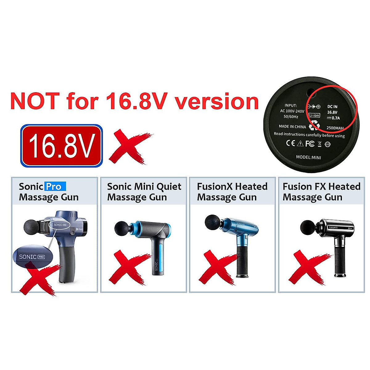 T POWER 24V-26V Charger for LifePro Sonic X, Train Trainingmask, Knot Hero, RecoveryVolt LPSNCXBLK Handheld Deep Tissue Body Back Massager Gun Ac Adapter Power Supply