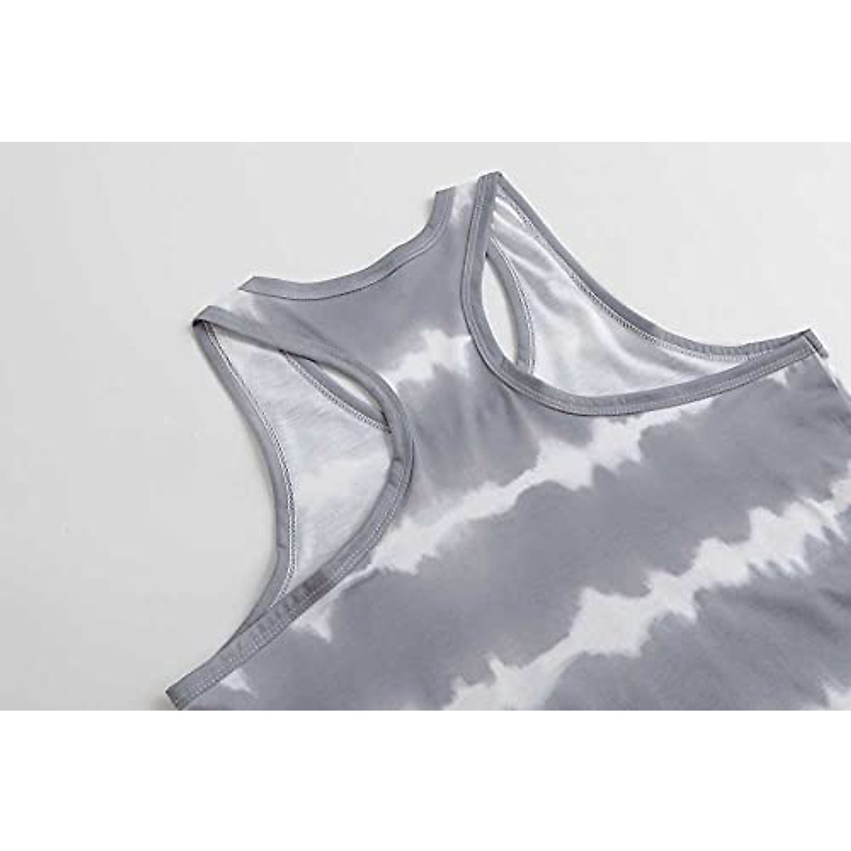 VENTELAN Womens Pajamas Tie Dye Printed Striped Tank and Shorts Set Soft PJS Sleepwear Loungewear Grey Tie Dye XX-Large