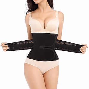 Postpartum Belly Band,C Section Belly Binder,Abdominal Binder Post Surgery Girdle,Tummy Tuck Compression Wrap Waist Trainer Black