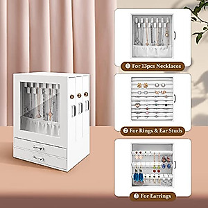 Teamkio Jewelry Box for Women Girls, 5 Trays Elegant Jewelry Organizer Stand , Necklace Holder, Jewelry Holder Display for Necklaces, Earrings, Rings, Bracelets