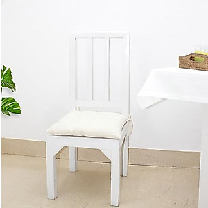 COTTON CRAFT Chair Cushion Pads - Set of 4 - Ellora Natural - Dining Kitchen Office Chair Seat Cushion with Ties - Durable Cotton Fabric - Thick Comfy Poly Fill - Indoor Use - 17x17 in – Natural Ivory