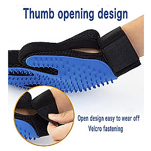 Bangogo Pet Grooming Glove, Gentle Deshedding Brush for Dog and Cat, Efficient Pet Hair Remover Mitt, 1 Pair Left & Right Gentle De-Shedding Glove Brush(Blue) (Blue)