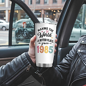 40Th Birthday 20 Oz Tumbler For Women, 40 And Fabulous Cup, 1985 Birthday Decorations - Forty Years Old Gifts For Lady, Mom, Aunt, Grandma, Wife, Sister - Funny 40-Year-Old Gift & Birthday Decoration