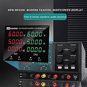 Lwlongwei 4 Channels DC Power Supply Variable, Tripple 60V 5A 2 * 300W Adjustable Switching Regulated DC Bench Power Supply with 4-Digits LED Power Display 5V/2A USB/DC Output Black