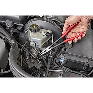 KNIPEX Tools - 2 Piece Extra Long Needle Nose Pliers Set With Keeper Pouch (28 71 280, 28 81 280 and 9K 00 90 12 US) (9K0080128US)