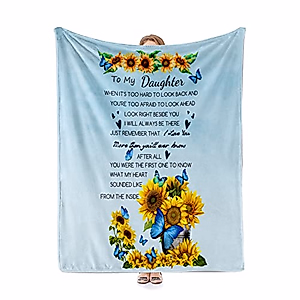 Daughter Gift from Mom Dad Sunflower Blanket to My Daughter Throw Blanket Soft Sherpa Fleece Bed Throw Blanket 50x60 inches