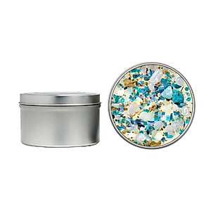 Throat Chakra Candle by New Moon Beginnings - Chakra Candles - Dried Flower, Herb, & Crystal Candles - Aromatherapy Candles - Soy Candle - 8oz Tin