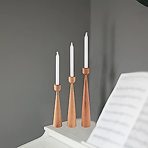 Wooden Set of 3 Candlesticks - Handmade Natural Wood Candlestick Holder - for Wedding/Party/Spa/Meditation/Dining/Coffee Table/Home Decor- 9.3" 11" 12.8" H