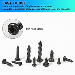 MEIYYJ 1100pcs Round Pan Head Tapping Screws Laptop Notebook Computer Screws Kit,M1.2,M1.4,M1.5,M1.7,M2 countersunk Phillips Mini Screw Set for Electronic Repair (1100PCS)